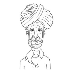 Outline character - indian man Royalty Free Vector Image