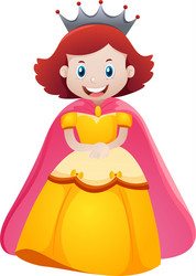 Queen in red and yellow dress Royalty Free Vector Image