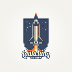 Rocket launch vintage badge logo template design Vector Image