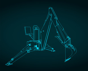 Backhoe loader drawings Royalty Free Vector Image