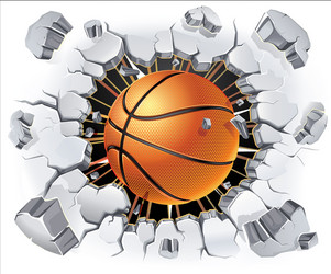 Soccer ball and old plaster wall damage Royalty Free Vector