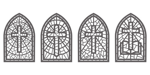 Church glass windows stained mosaic catholic Vector Image