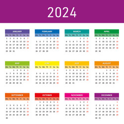 Calendar 2024 - 2025 year week start sunday Vector Image