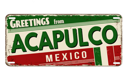 Welcome to acapulco vintage rusty metal sign Vector Image