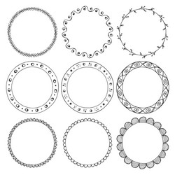 Hand drawn round frames design elements Royalty Free Vector