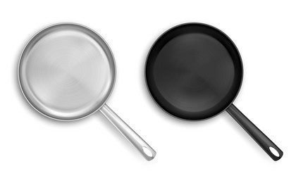 Empty frying pans top view Royalty Free Vector Image