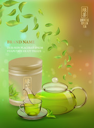 Tea advertising flyer poster or banner template Vector Image