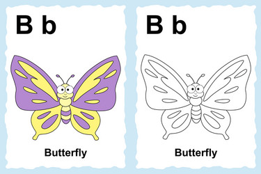 Alphabet coloring book page with outline clip art Vector Image