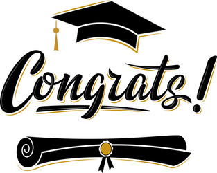 Congrats graduates greeting lettering sign Vector Image