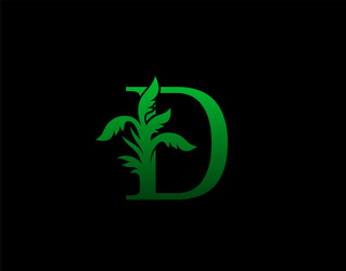 Vintage green d letter floral logo design Vector Image