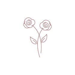 Red rose line art design Royalty Free Vector Image