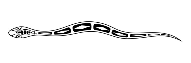 Snake aboriginal art style monochrome isolated Vector Image