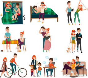 Daily life everyday routine scenes young man Vector Image