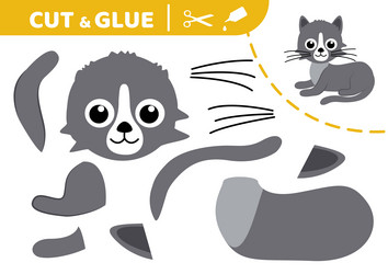 Red striped cat cut and glue application work Vector Image