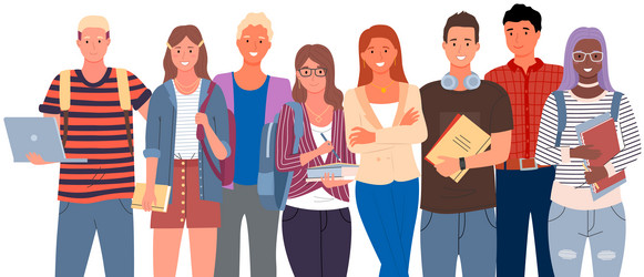 Diverse college university students standing Vector Image