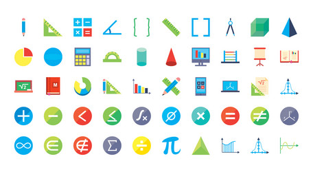 Math flat style icon set design Royalty Free Vector Image