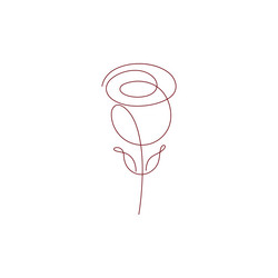Red rose line art design Royalty Free Vector Image