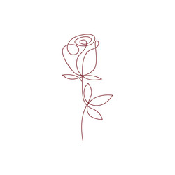 Red rose line art design Royalty Free Vector Image