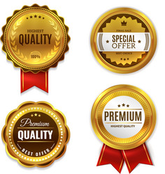 Gold sale badges premium golden emblem luxury Vector Image