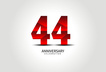 44 year anniversary celebration logo red polygon Vector Image