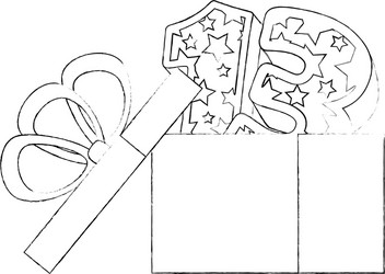 Gift with thirteen number stars pattern Royalty Free Vector