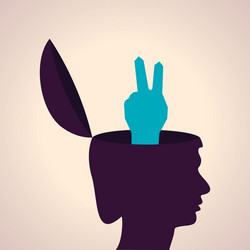 Thinking concept-human head with hand symbol Vector Image