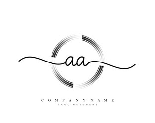 Aa initial handwriting minimalist geometric logo Vector Image