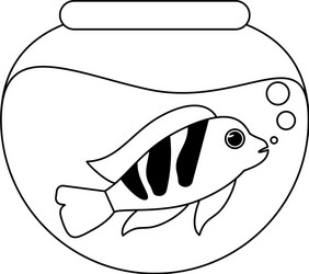 Fish in crystal bowl black and white Royalty Free Vector