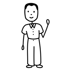 Standing waving boy doodle Royalty Free Vector Image