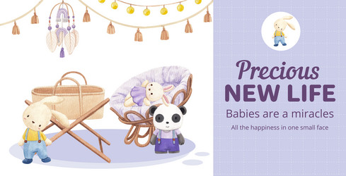 Billboard template with very peri boho nursery Vector Image