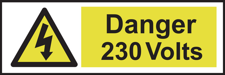 Danger 230 volts safety sign Royalty Free Vector Image