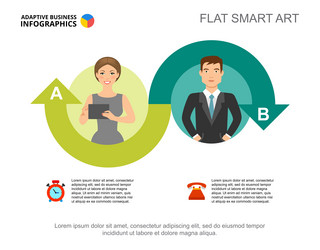 Two steps process chart template for presentation Vector Image