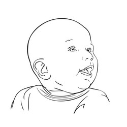 Sketch of baby head with attentive eyes and open Vector Image
