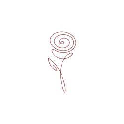 Red rose line art design Royalty Free Vector Image