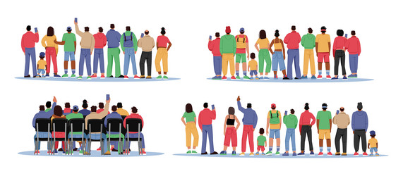 Back view people standing crowd of male and Vector Image