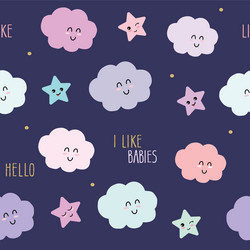 Blue horizontal seamless cloud patter Royalty Free Vector