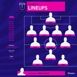 Football soccer match lineups infographic Vector Image