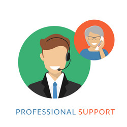 Round composition set with friendly operator call Vector Image