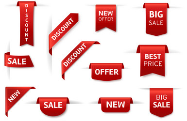 New stickers modern labels and corner red Vector Image