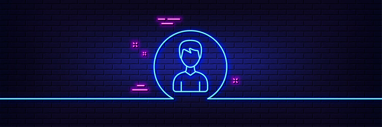 Male user line icon profile sign neon light Vector Image