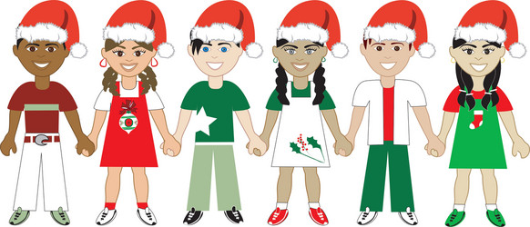 Kids wearing christmas costumes Royalty Free Vector Image