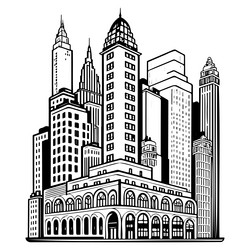 Drawings new york architecture city building Vector Image