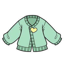 Knitted cardigan with heart button outline Vector Image