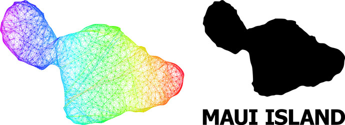 Flat map maui island with caption Royalty Free Vector Image