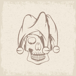Skull in jester cap grunge design template Vector Image