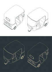 Auto rickshaw blueprints Royalty Free Vector Image