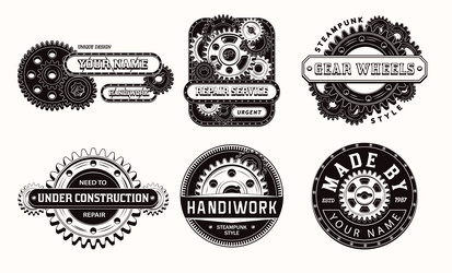 Vintage rectangular label with gears Royalty Free Vector