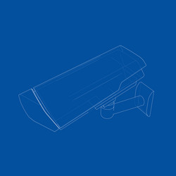 Cctv security camera outline drawing on blueprint Vector Image
