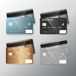 Realistic credit card template set bank Royalty Free Vector
