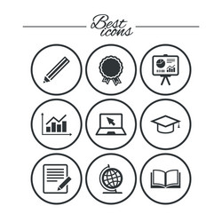 Education and study icon presentation signs Vector Image